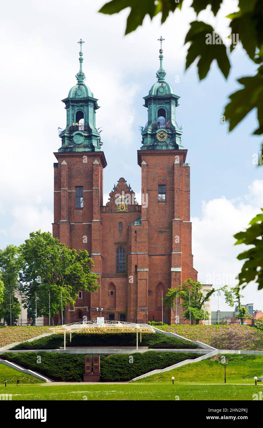 Gniezno Cathedral historical landmark on sunny day in Poland Stock ...