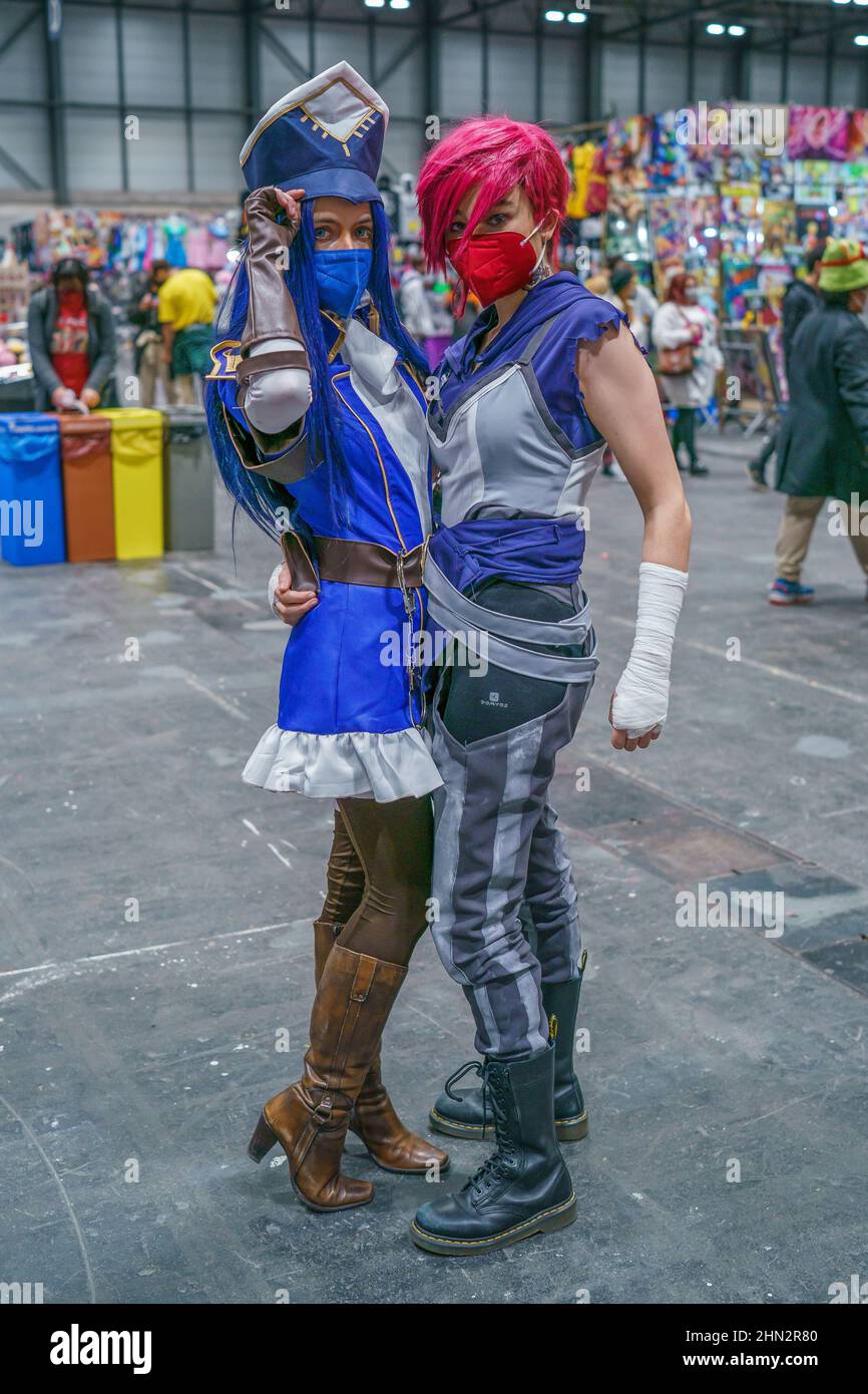 Madrid, Spain. 13th Feb, 2022. Cosplayers pose during the 'Japan ...
