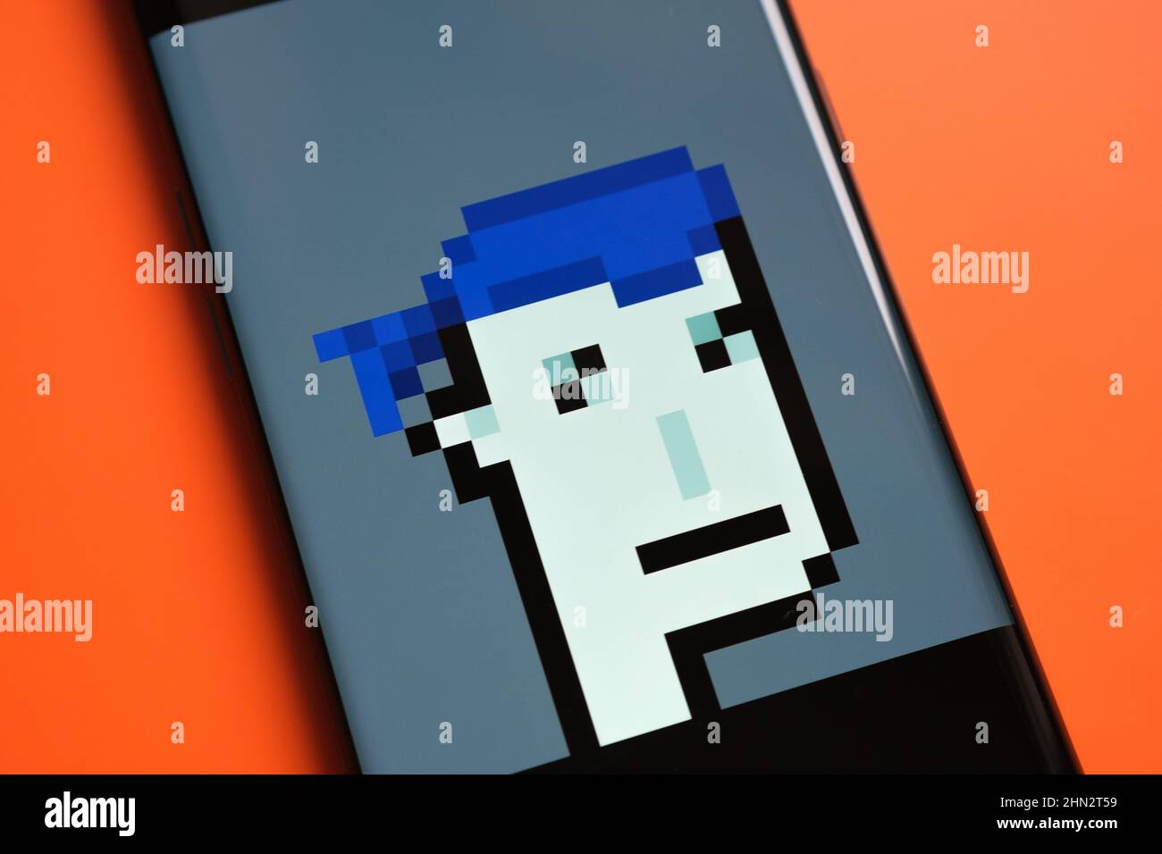 NFT Cryptopunk #5822 form Larva Labs seen on the screen of smartphone ...