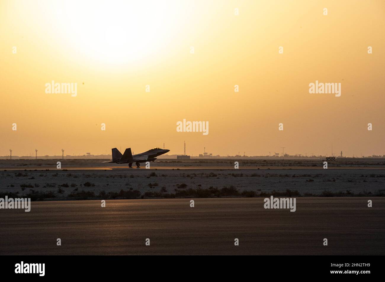 U.S. Air Force F-22 Raptors arrive at Al Dhafra Air Base, United Arab ...