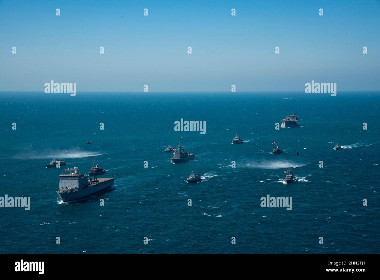 220209-N-CR519-1162 ARABIAN GULF (Feb. 9, 2022) Ships and aircraft from ...