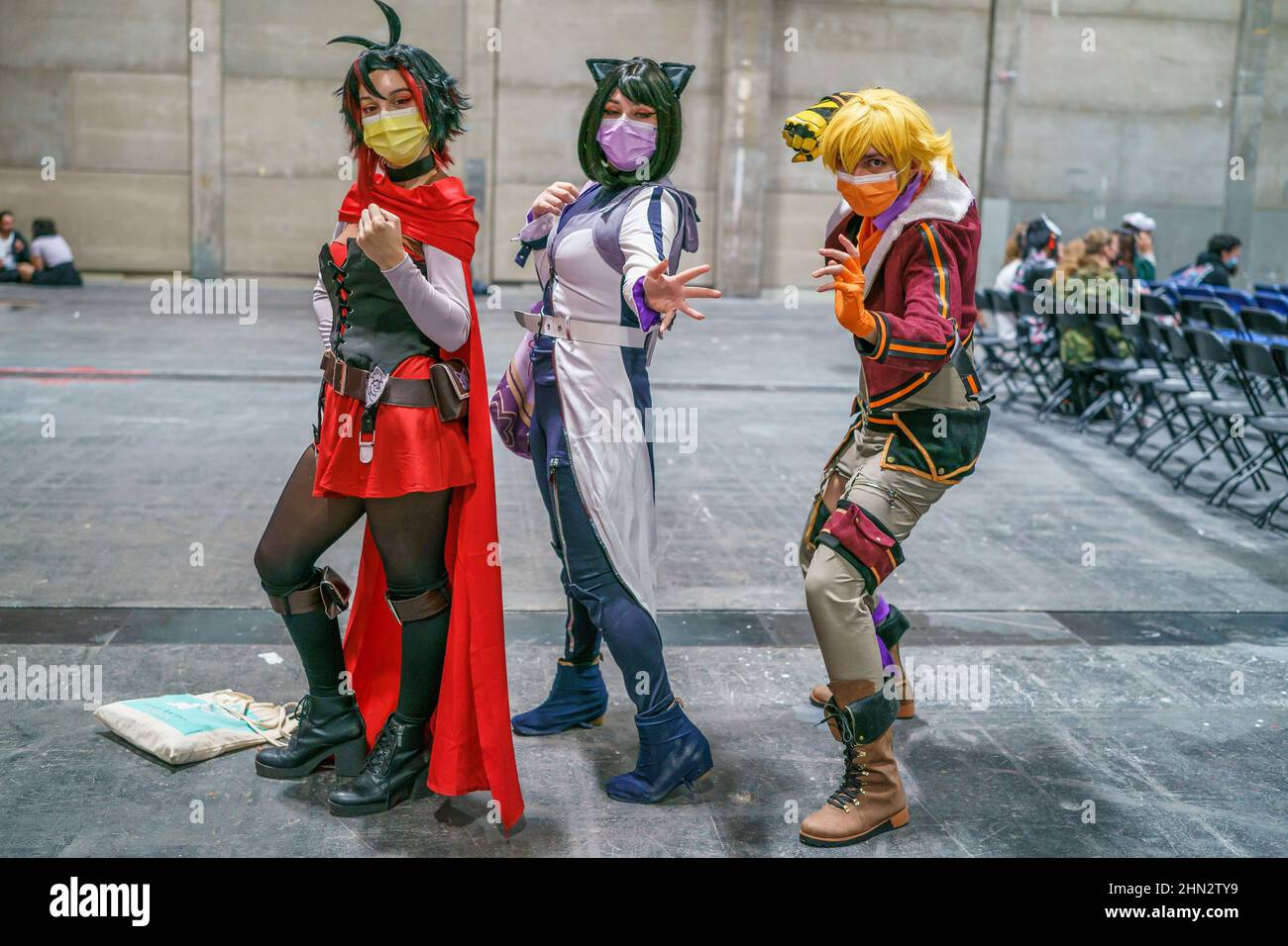 Madrid, Spain. 13th Feb, 2022. Cosplayers pose during the 'Japan ...