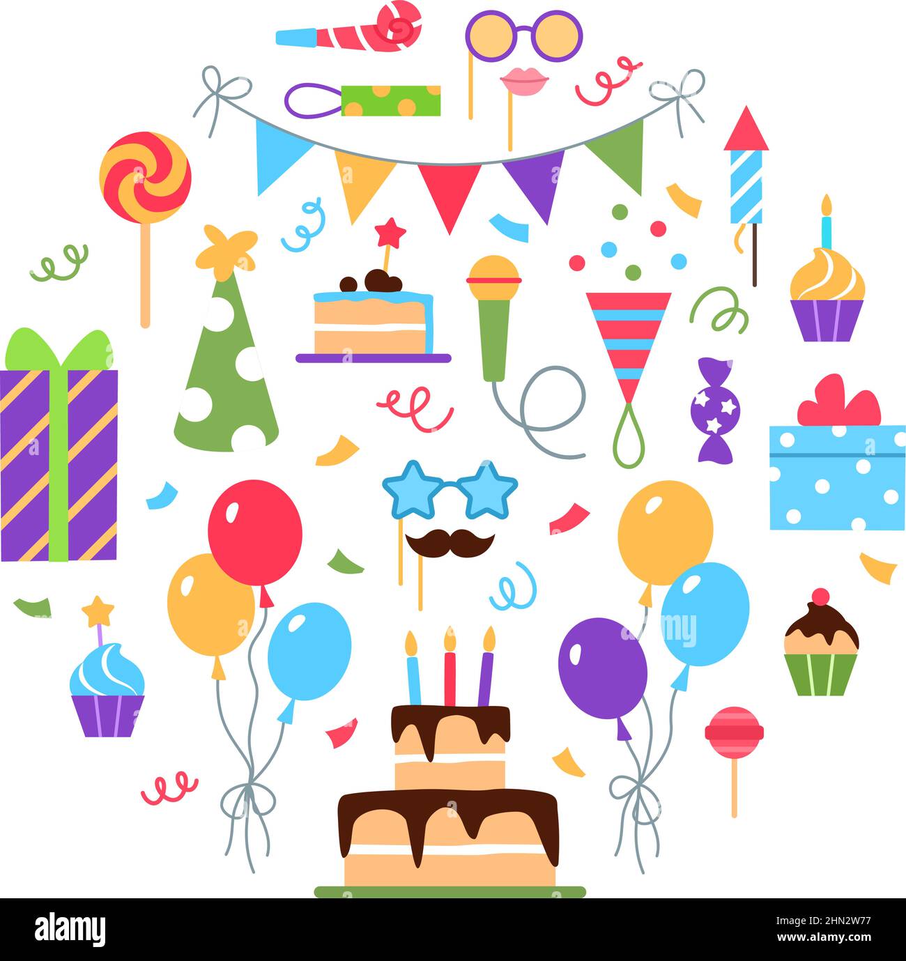 Birthday party circle concept on white background Stock Vector Image ...
