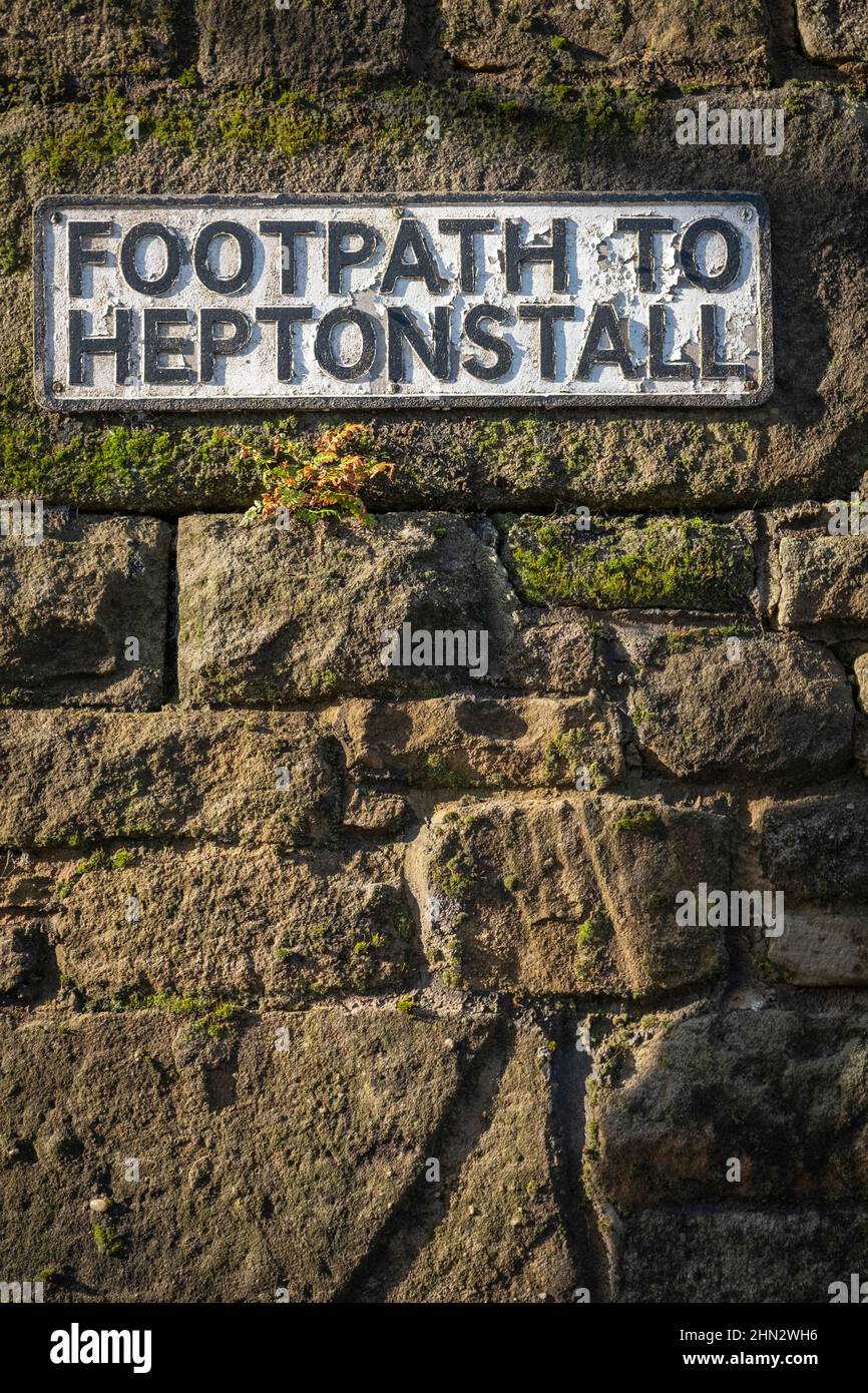 Footpath to Heptonstall Sign in Hebden Bridge, Calderdale. West ...