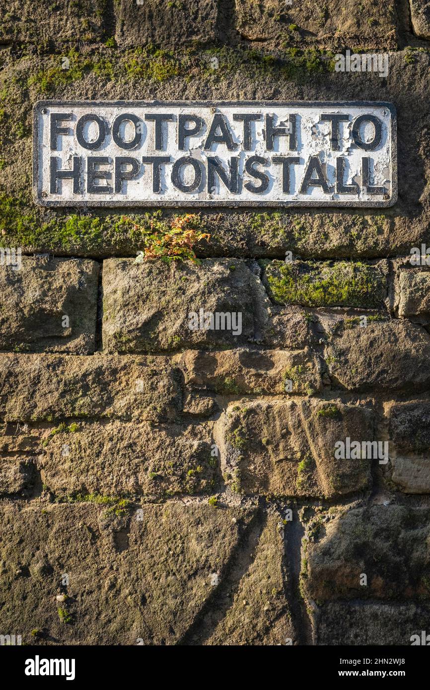 Footpath to Heptonstall Sign in Hebden Bridge, Calderdale. West ...