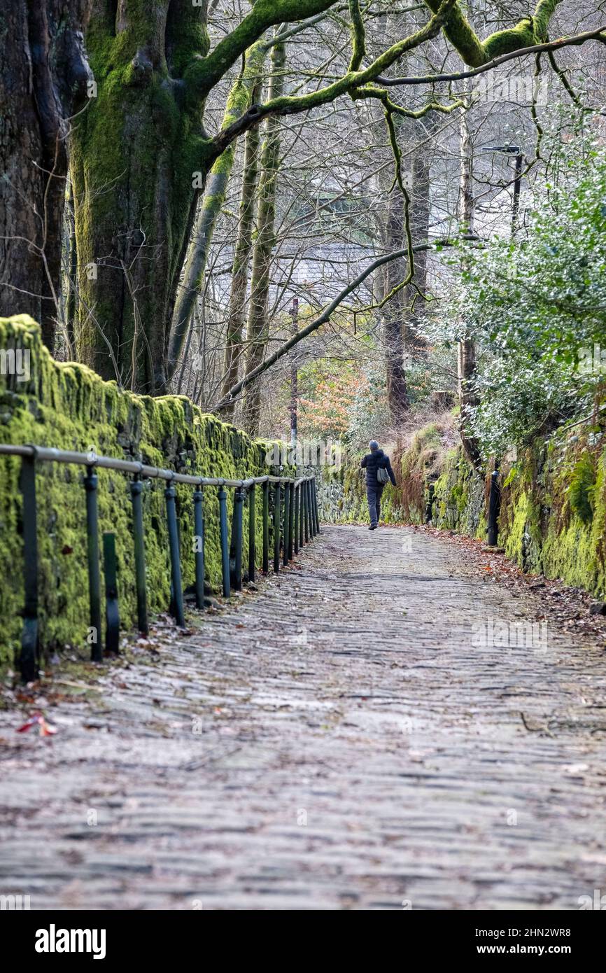 Cobbled Footpath leading up to Heptonstall village from Hebden Bridge ...