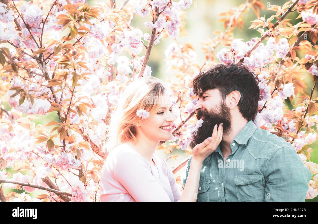 I Love You. Tender love feelings. Loving man and woman on a walk in a ...