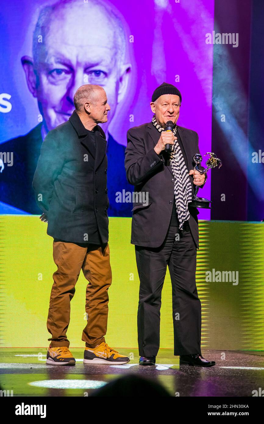 Pieter Dirk Uys receiving a lifetime achievement award from legend ...