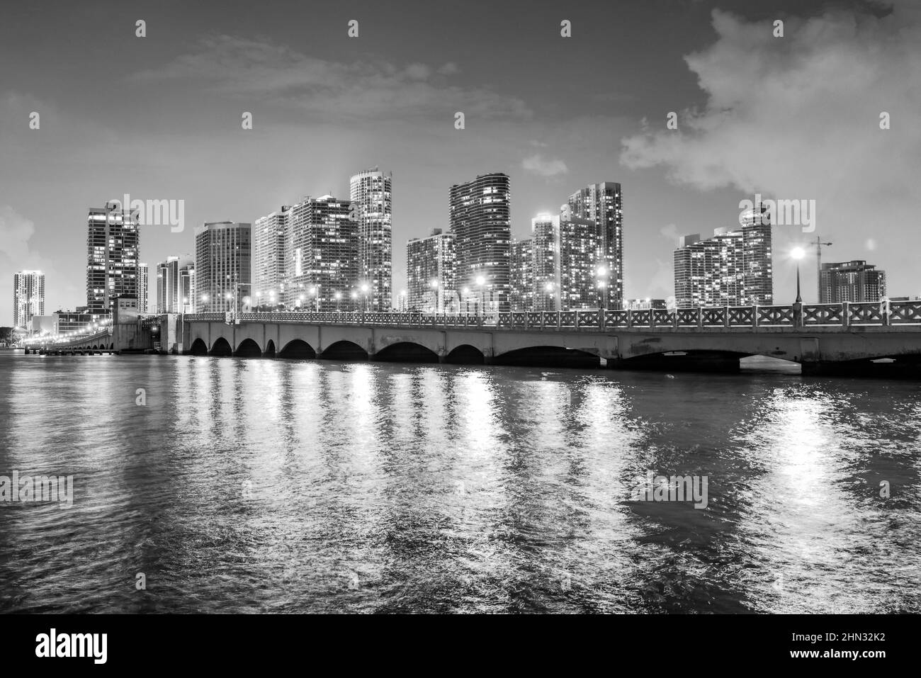 City of Miami Florida, sunset panorama with business and residential ...
