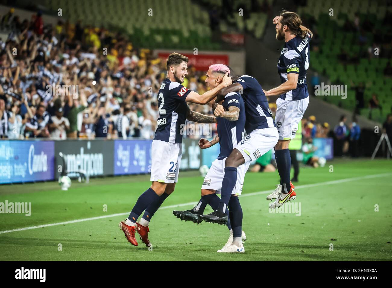MELBOURNE, AUSTRALIA - FEBRUARY 05: Jason Davidson celebrates scoring a ...