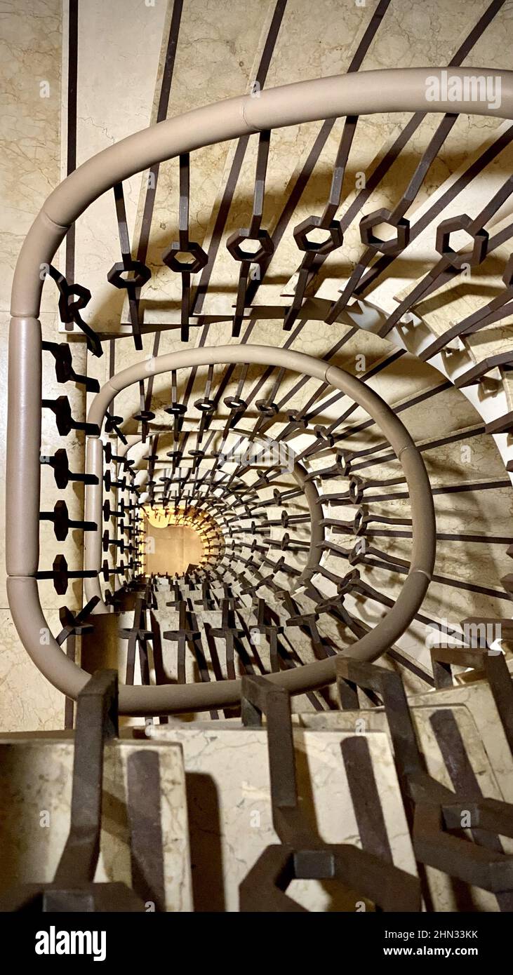 Vertical top view shot of beige stairs going down Stock Photo - Alamy