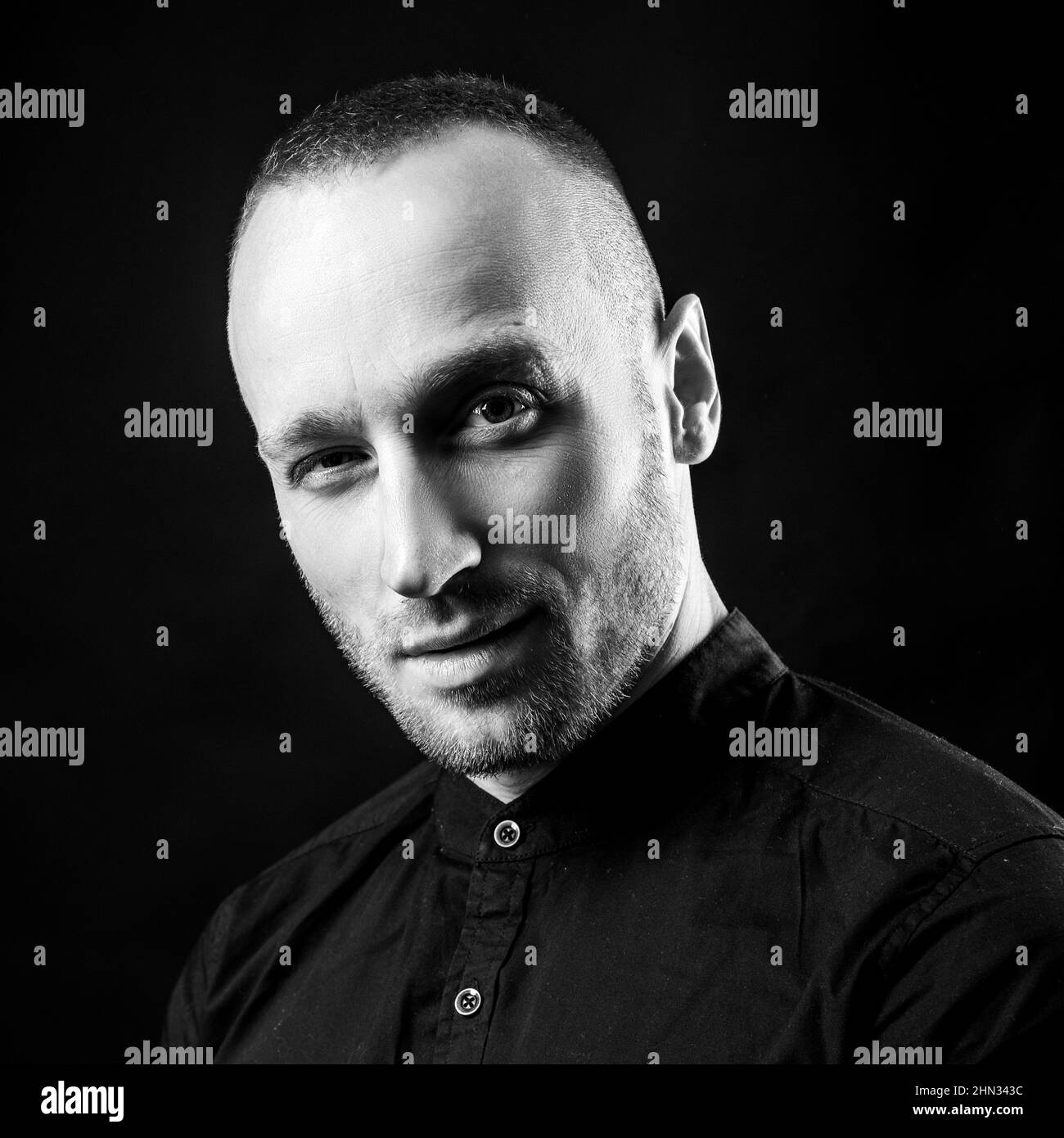 Fashion Portrait of attractive 30-year-old man. Close up portrait of a ...