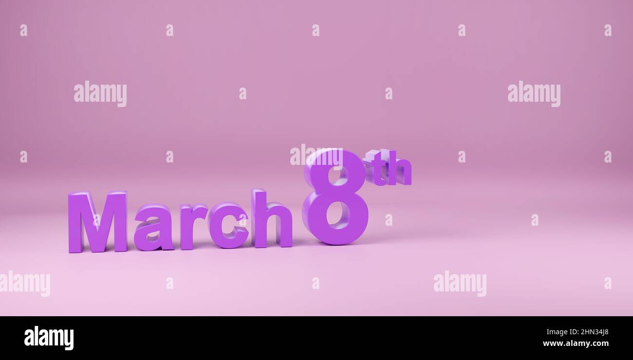 March 8th in three dimensions. Women's day concept. 3d illustration ...