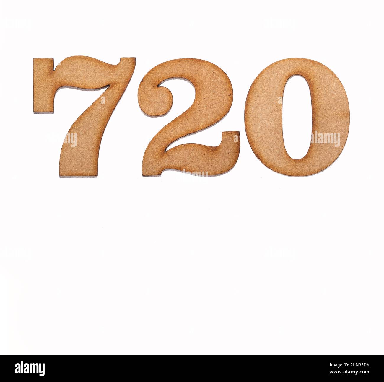Number 720 - Piece of wood isolated on white background Stock Photo - Alamy