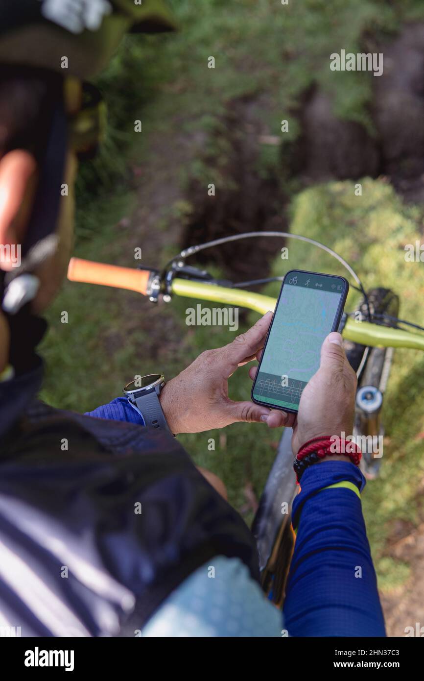 Mountain biker using gps of his bike hi-res stock photography and ...