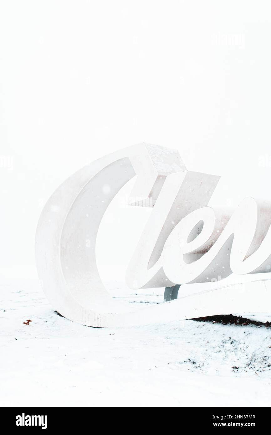 Cleveland Sign in WInter Stock Photo - Alamy