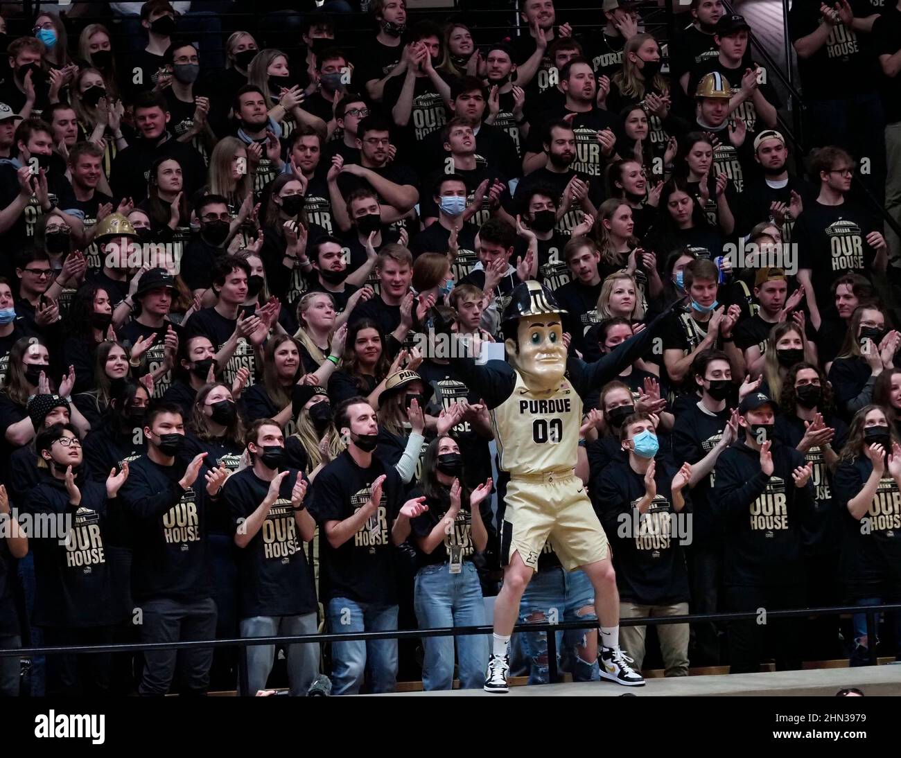 West Lafayette, Indiana, USA. 13th Feb, 2022. Purdue mascot Purdue Pete ...