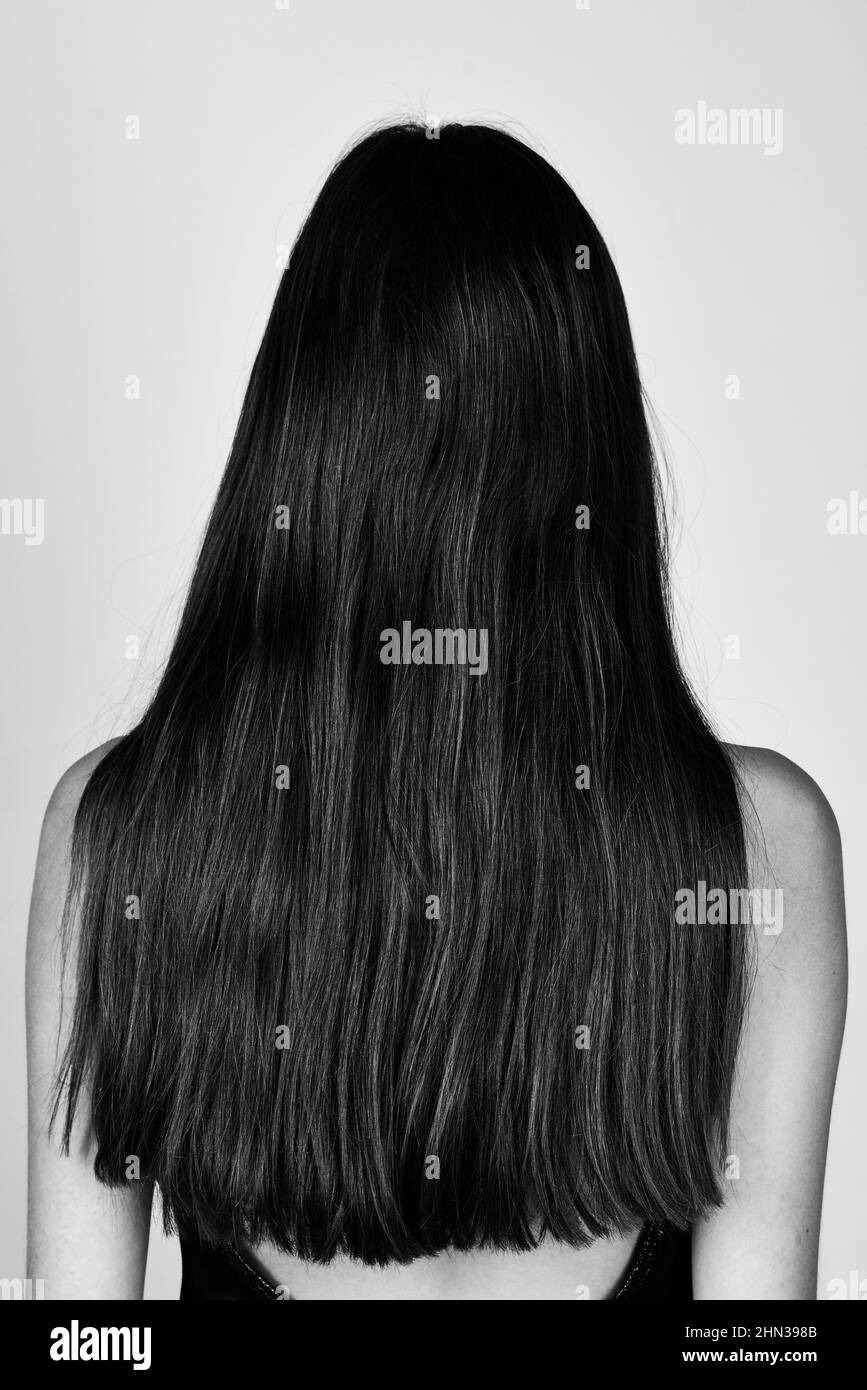 Health long hair concept. Hair treatment. Woman hair back Stock Photo ...