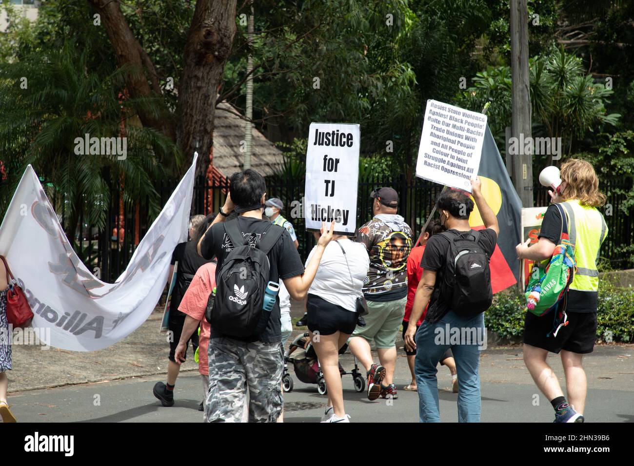 Sydney, Australia. 14 February 2022. Supporters assembled in TJ Hickey ...