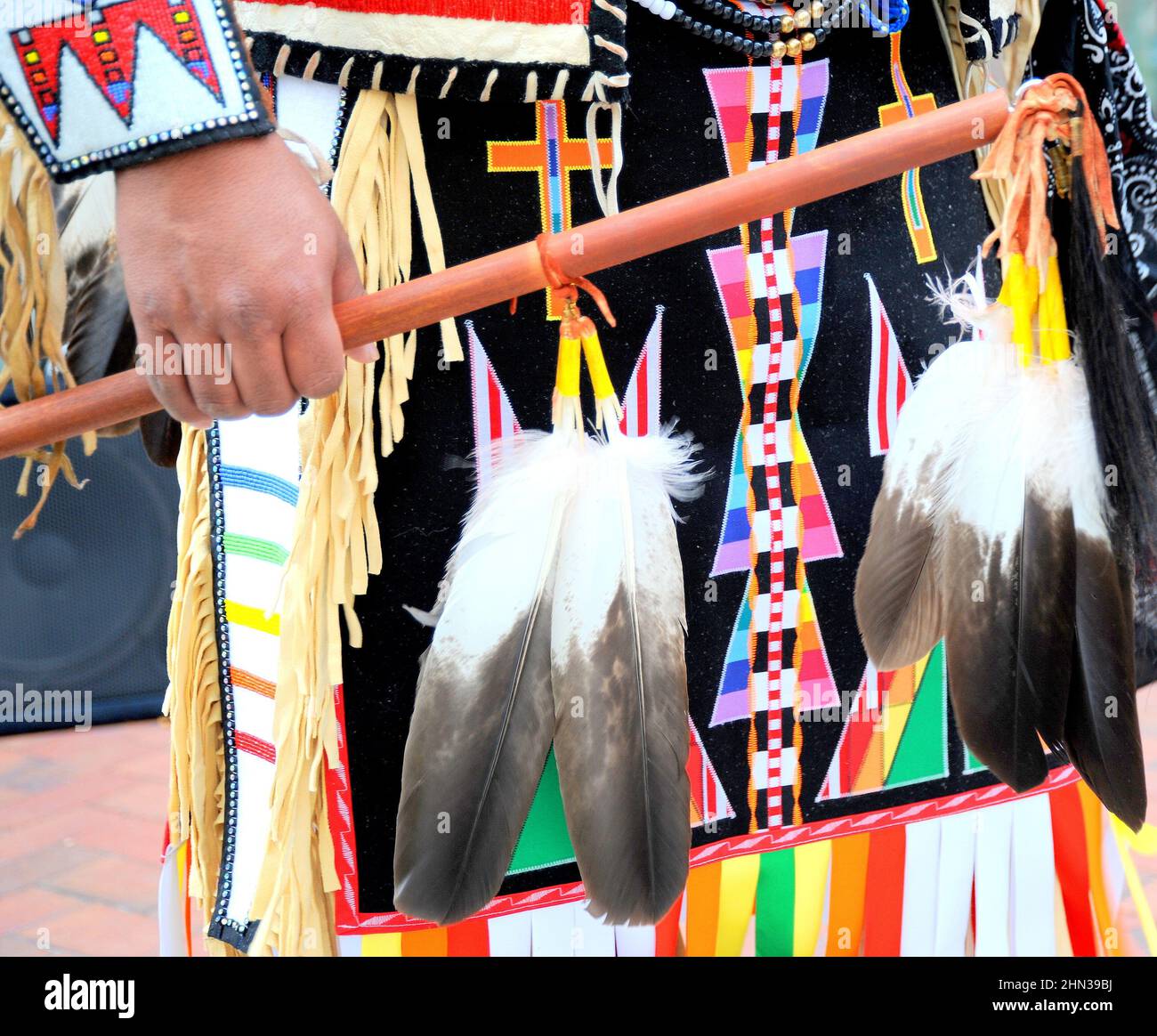 Closeup shot of a Native American-Indian traditional custome Stock ...