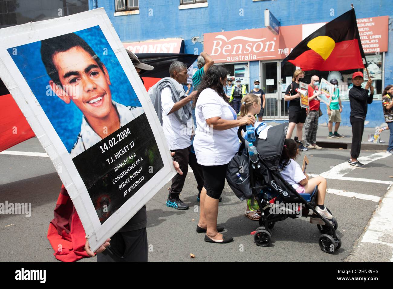Sydney, Australia. 14 February 2022. Supporters assembled in TJ Hickey ...