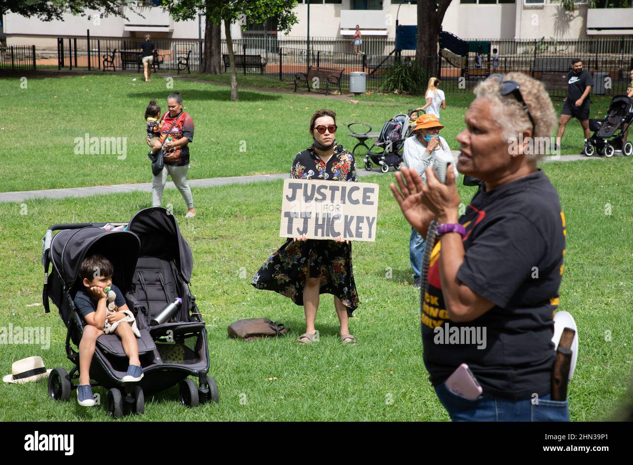 Sydney, Australia. 14 February 2022. Supporters assembled in TJ Hickey ...