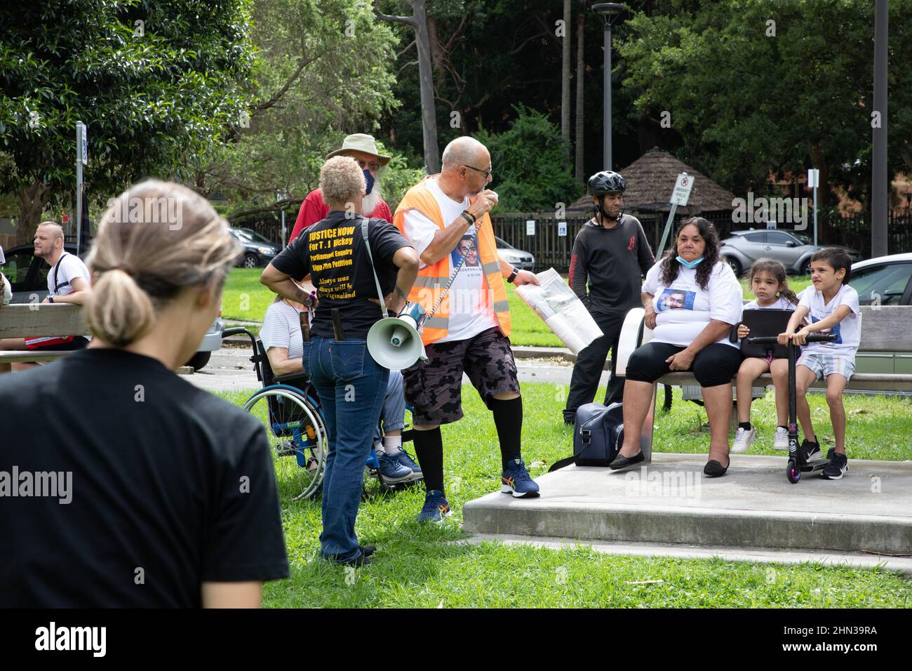 Sydney, Australia. 14 February 2022. Supporters assembled in TJ Hickey ...