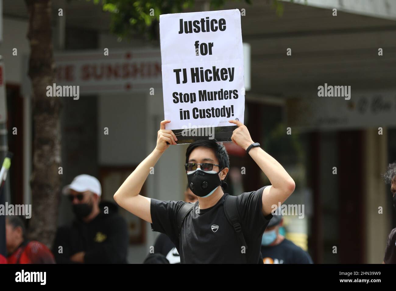 Sydney, Australia. 14 February 2022. Supporters assembled in TJ Hickey ...