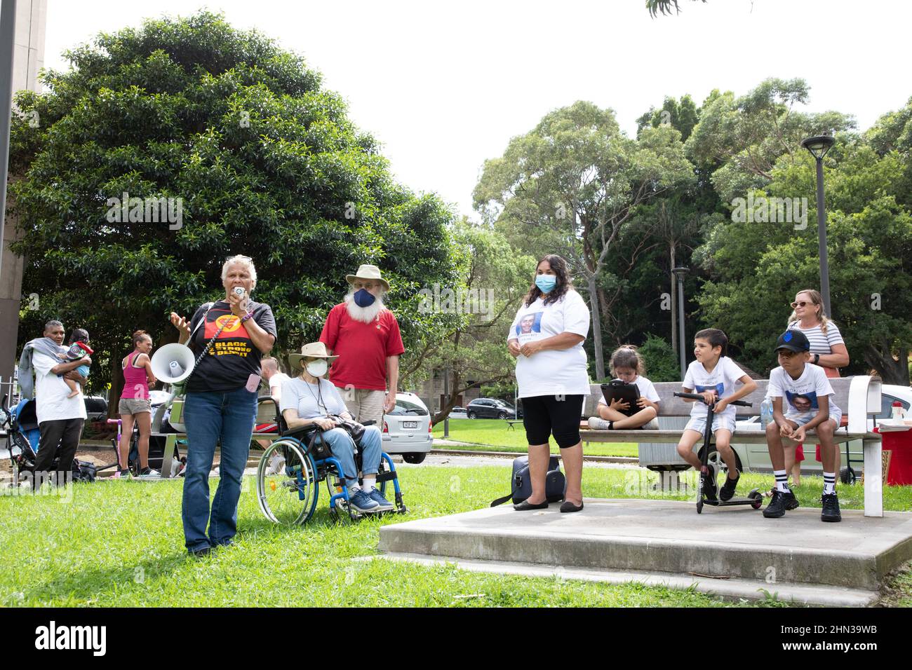 Sydney, Australia. 14 February 2022. Supporters assembled in TJ Hickey ...