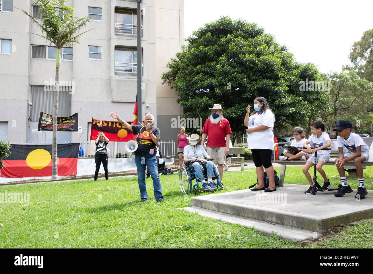 Sydney, Australia. 14 February 2022. Supporters assembled in TJ Hickey ...