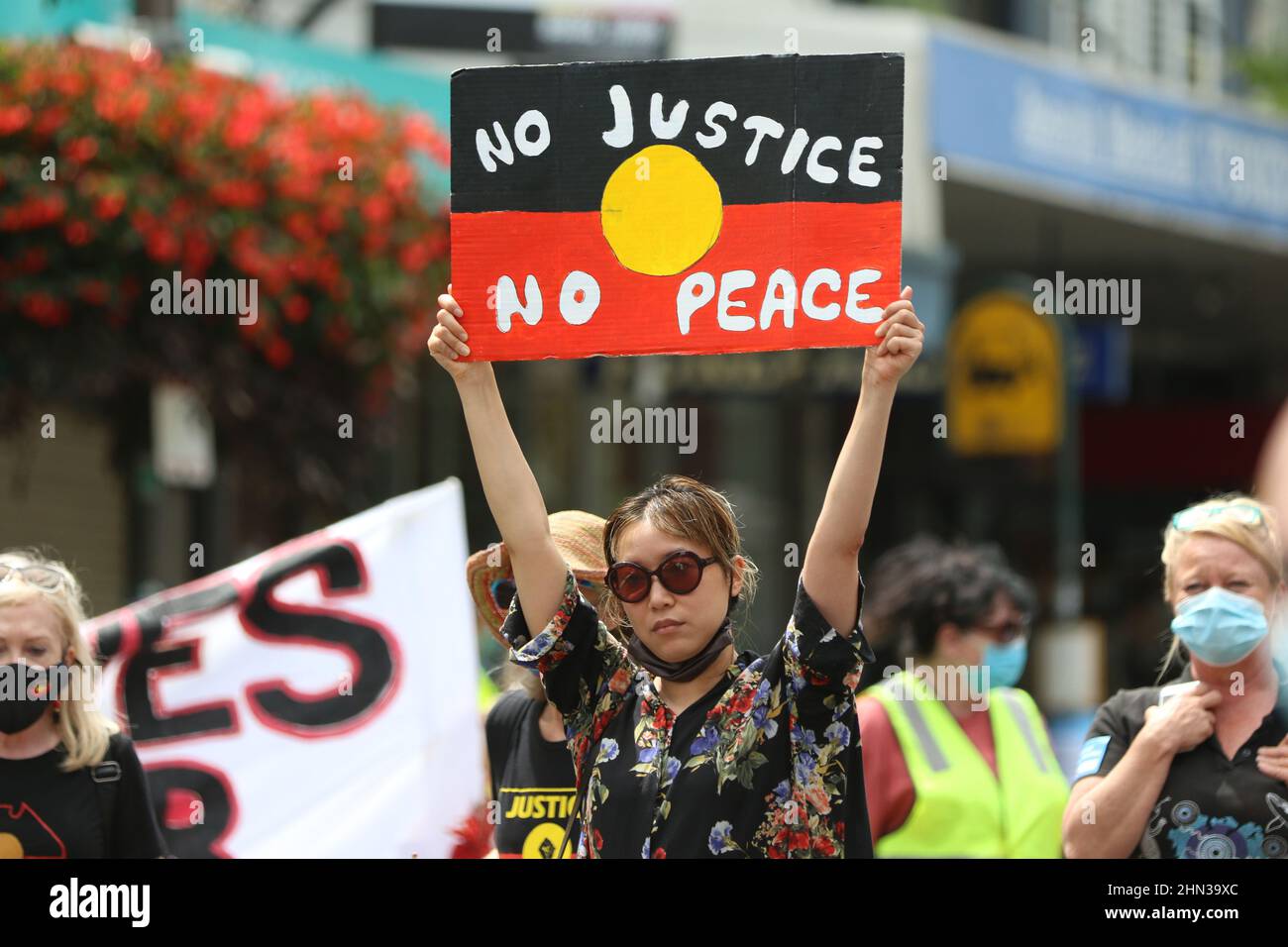 Sydney, Australia. 14 February 2022. Supporters assembled in TJ Hickey ...