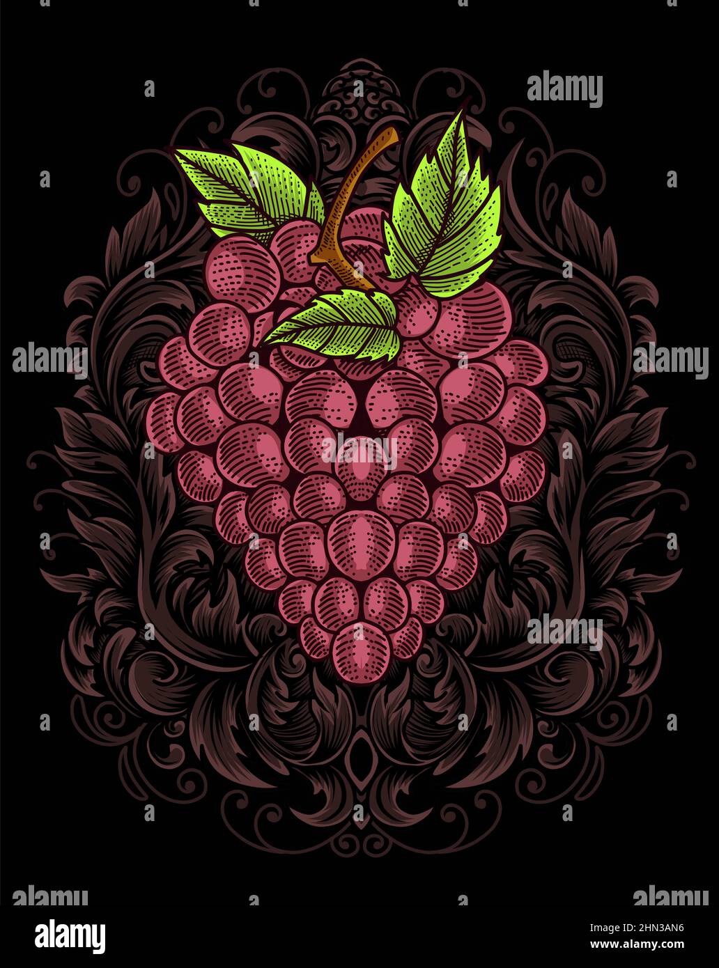 Bunch red grape Stock Vector Images - Alamy