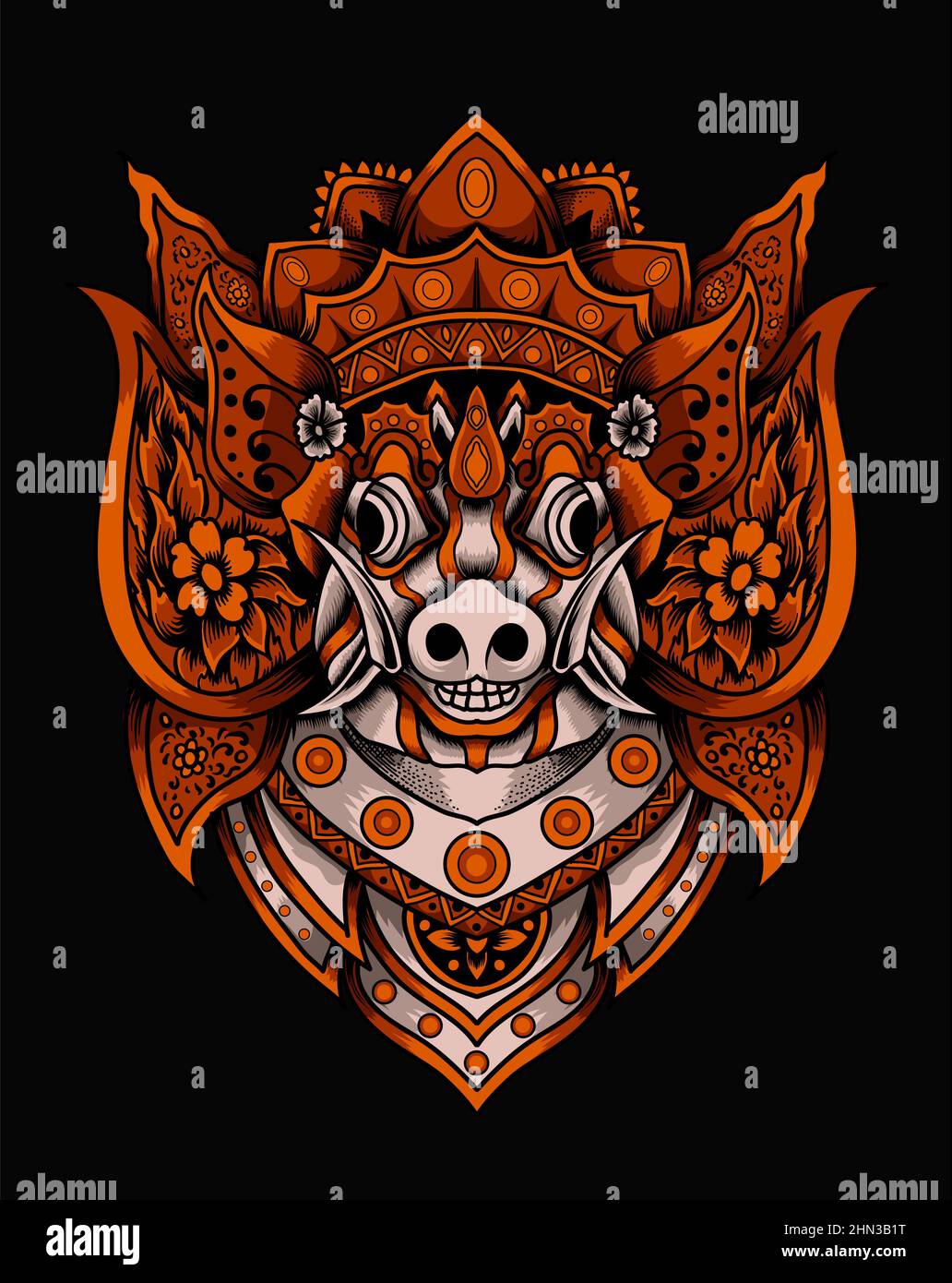 illustration barong bangkung on black background Stock Vector Image ...