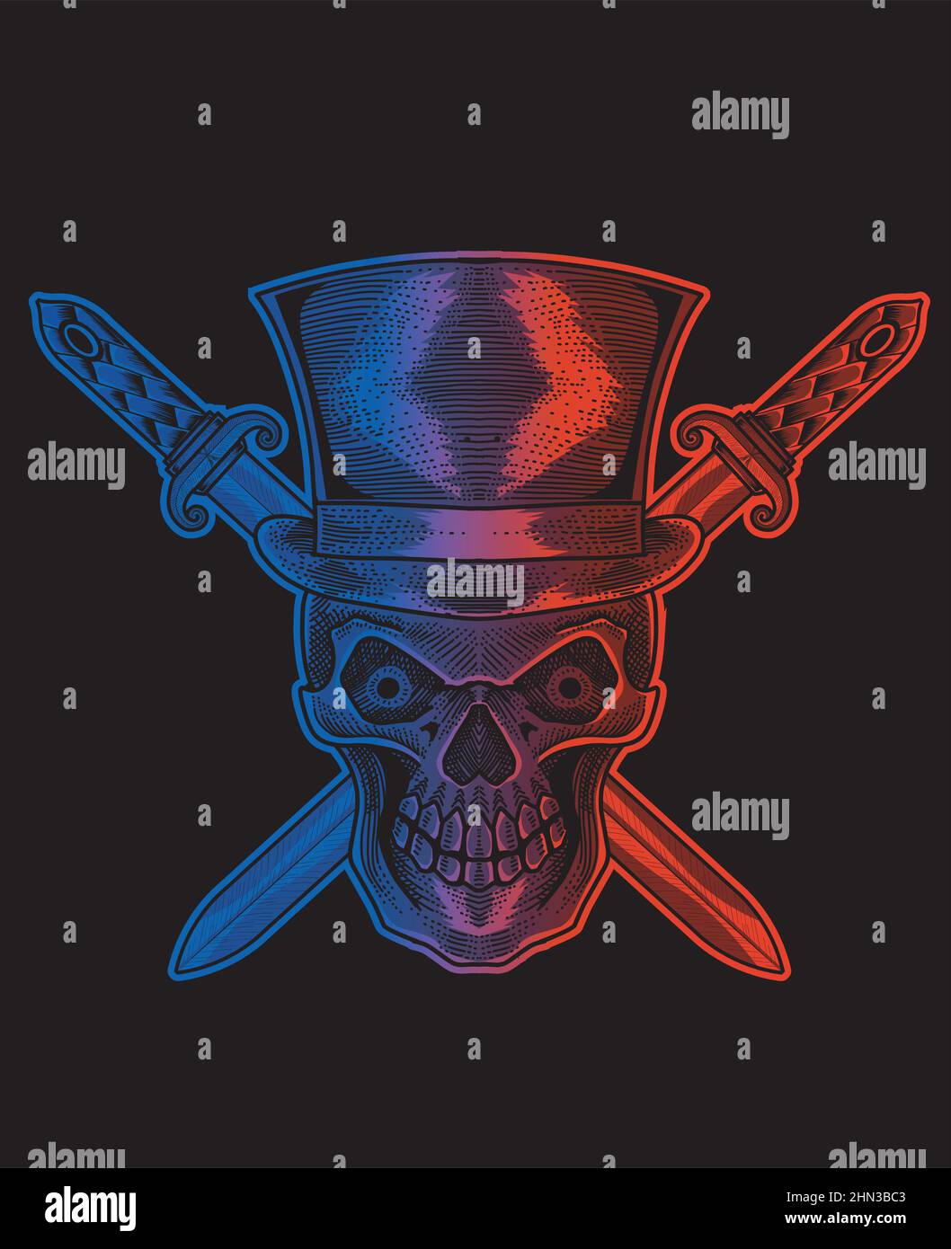 Two skull vintage retro Stock Vector Images - Alamy