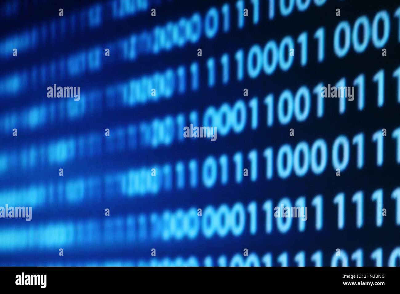 Illustration of running binary codes on a blue blurry background Stock ...