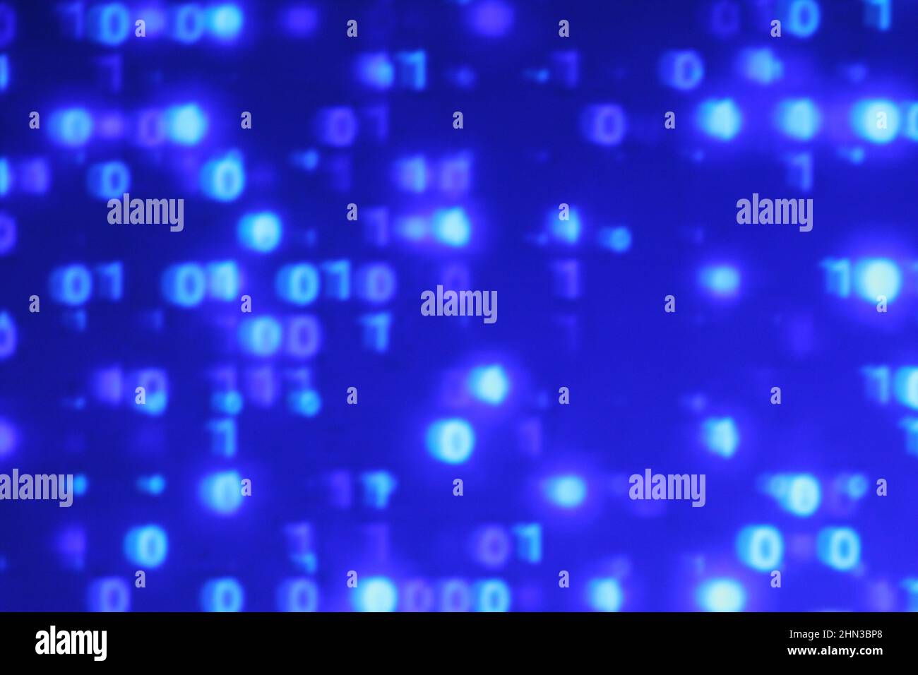 Illustration of running binary codes on a blue blurry background Stock ...