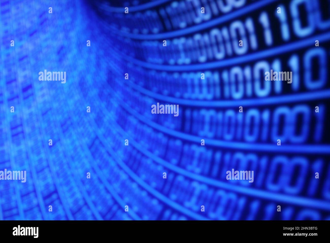 Illustration of running binary codes on a blue blurry background Stock ...
