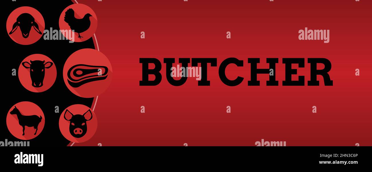 Butcher Shop Banner Vintage Illustration Background Stock Vector Image ...