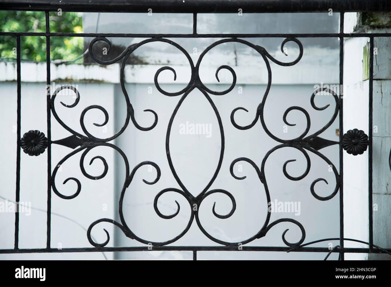 Rustic beautiful old house railing Stock Photo - Alamy