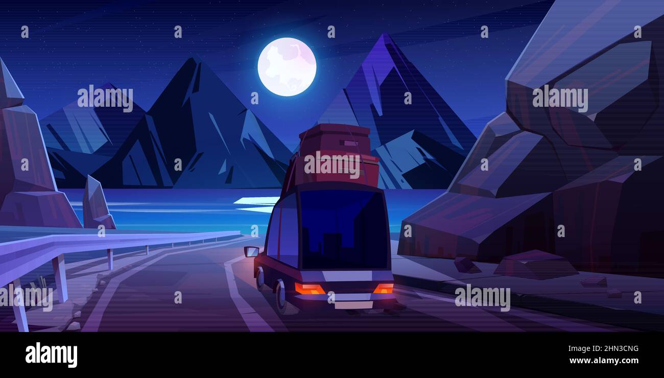 Beautiful car on scenic route Stock Vector Images - Alamy