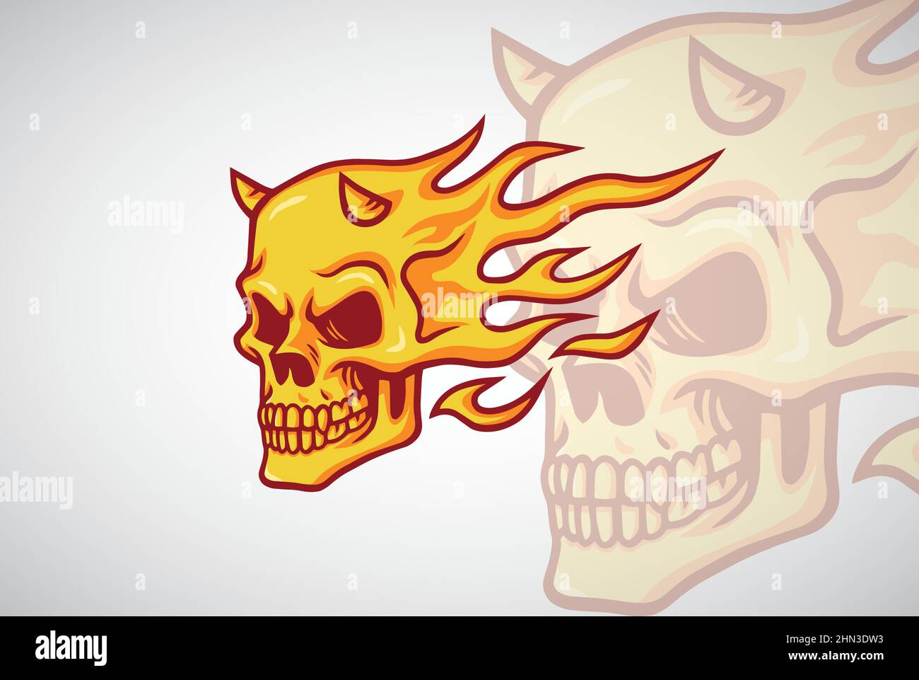 Skull Demon Devil Burning Fire Flame Heat Logo Design Vector Art Icon ...