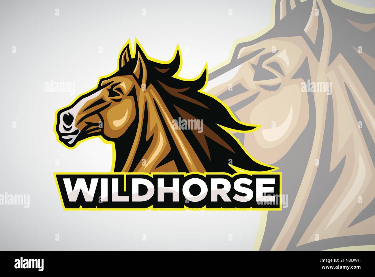 Horse Wild Mustang Head Logo Cartoon Vector Esport Mascot Design ...