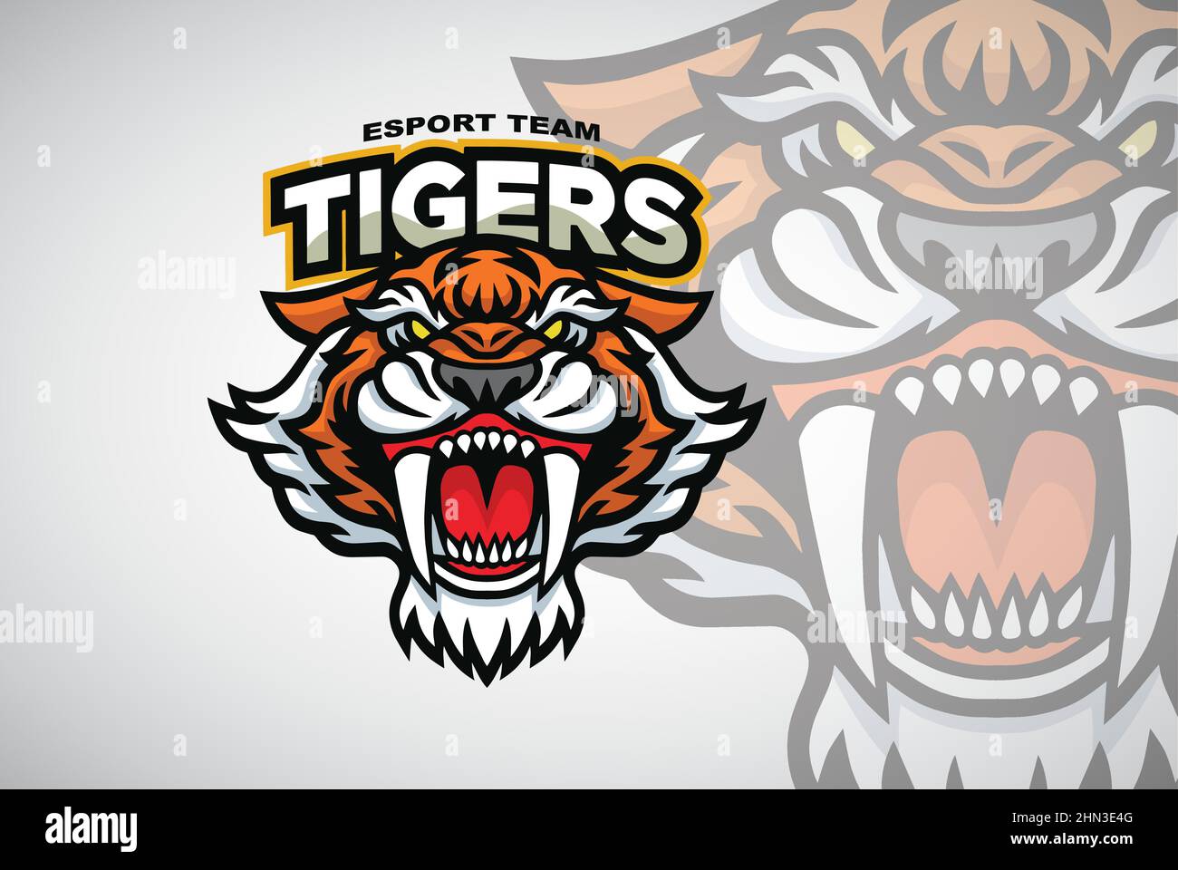 Tiger Sabertooth Roaring Head Logo Design Vector Sports Esport Mascot ...