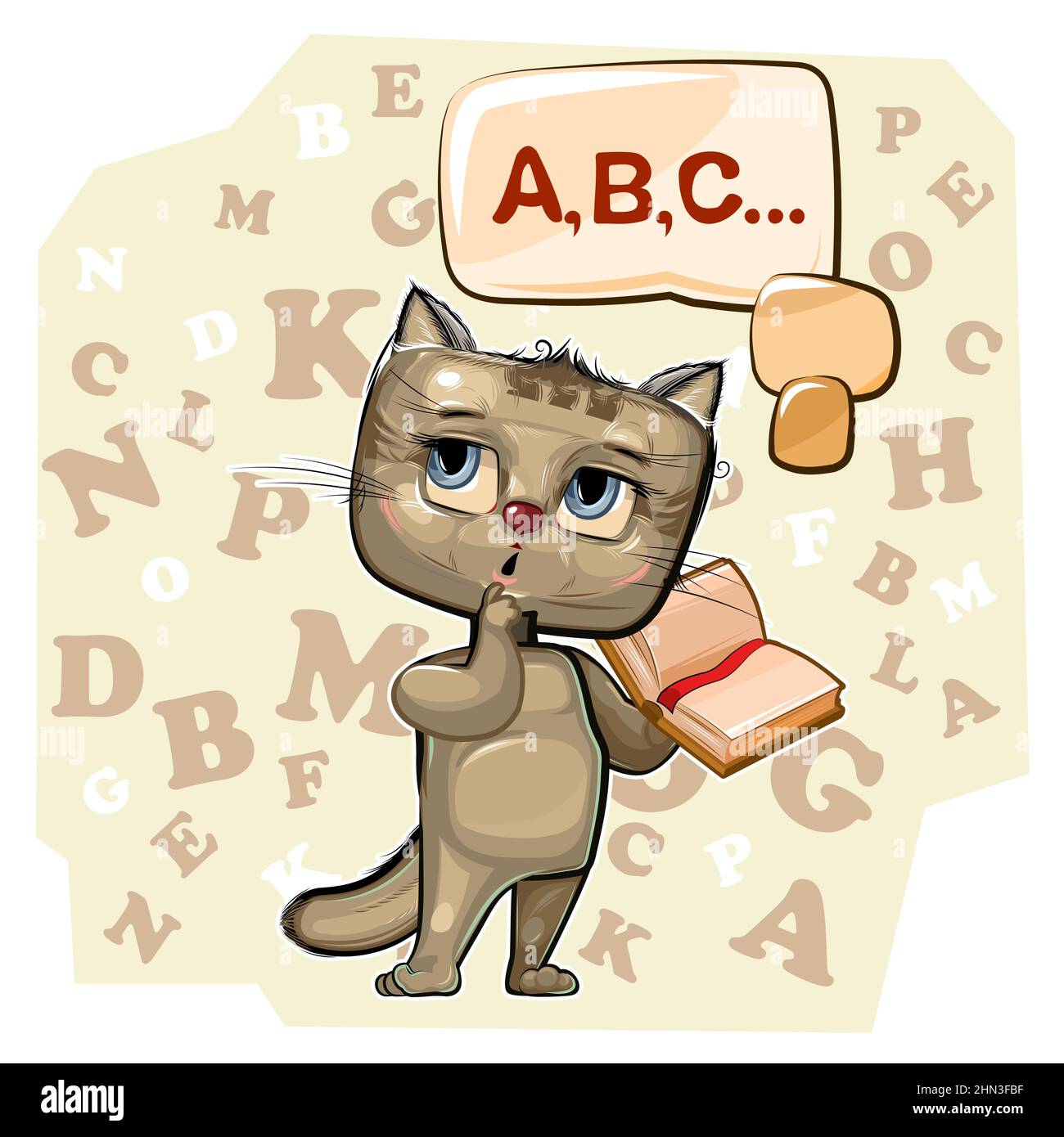 Cute Kitten baby is trying to count. Studying numbers and counting ...