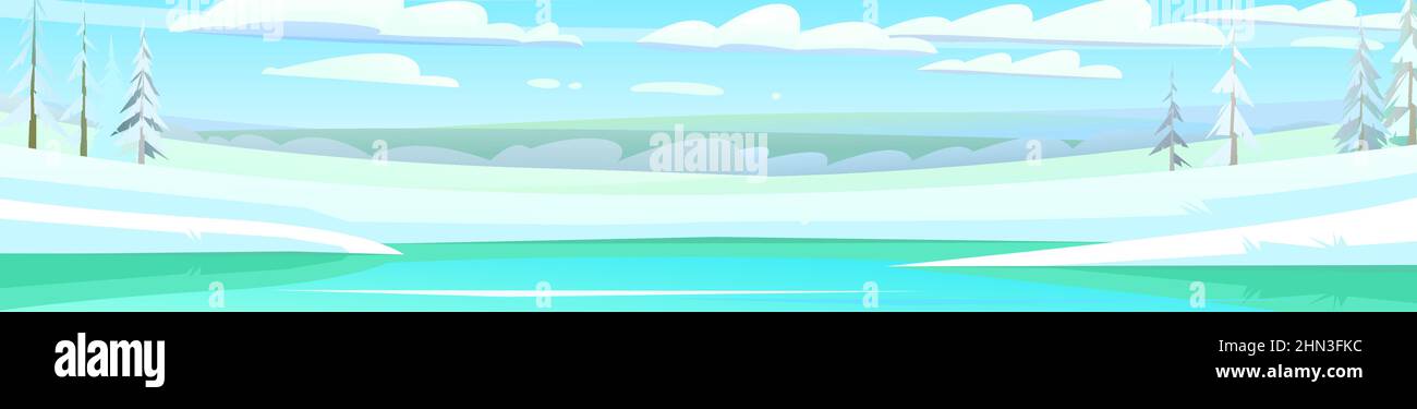 Pond covered with ice Stock Vector Images - Alamy