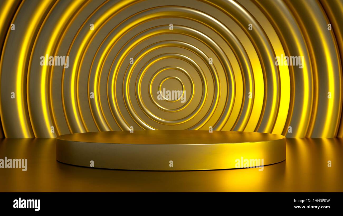 Podium and stage scene, abstract golden podium stage shape. Stage for ...