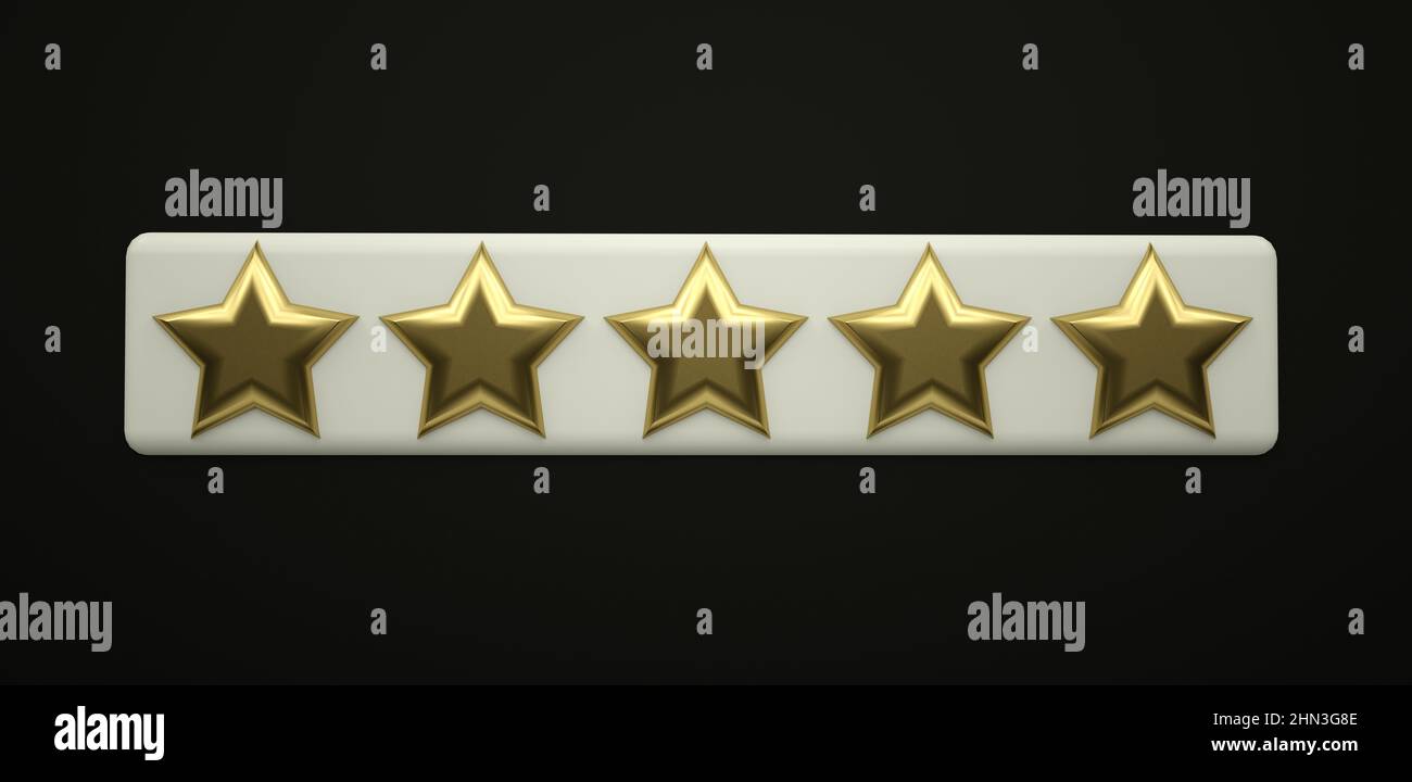 Customer 3D five star product review flat icon for apps and websites ...