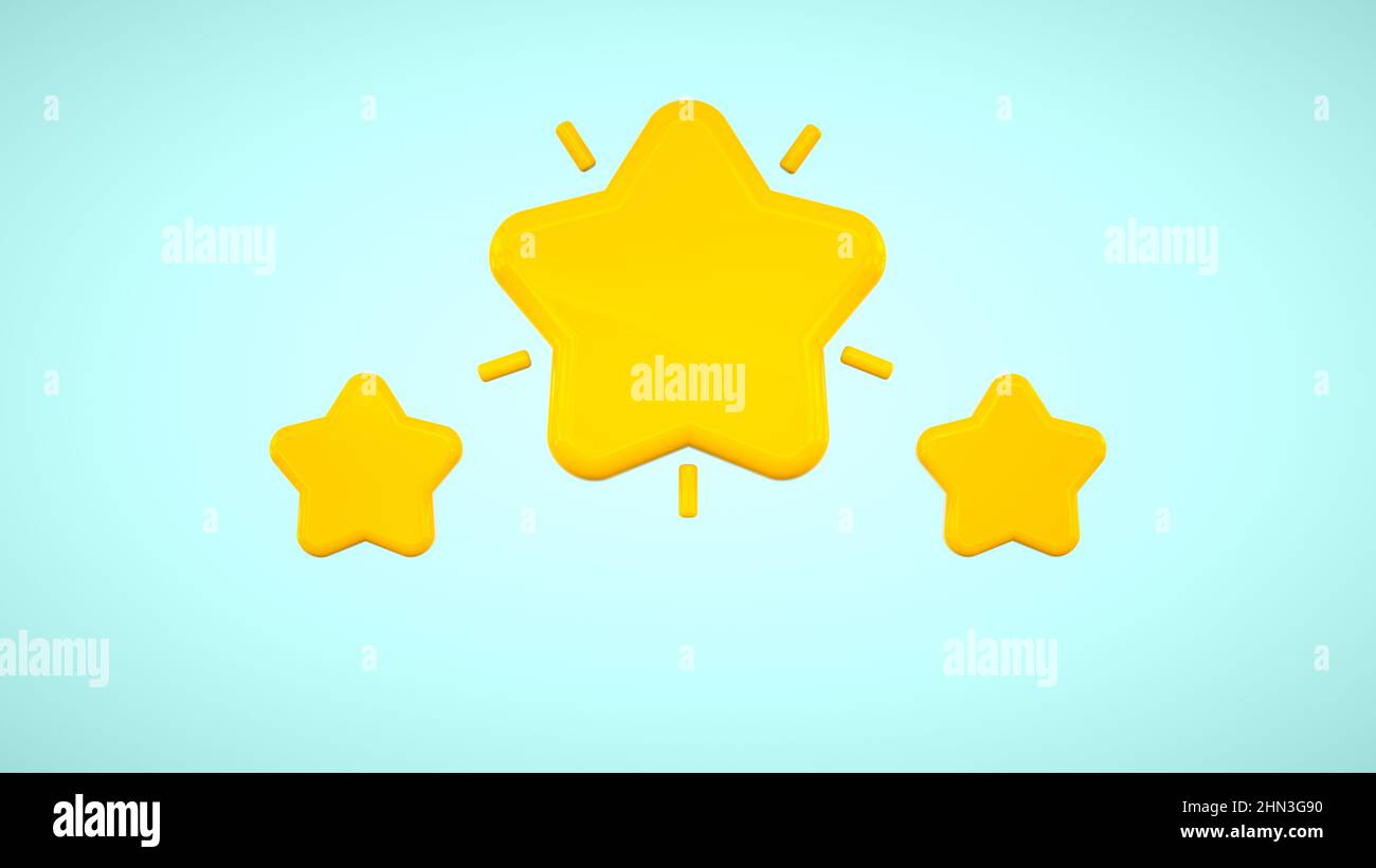 Pointed yellow five star icon. 3D yellow star Stock Photo - Alamy