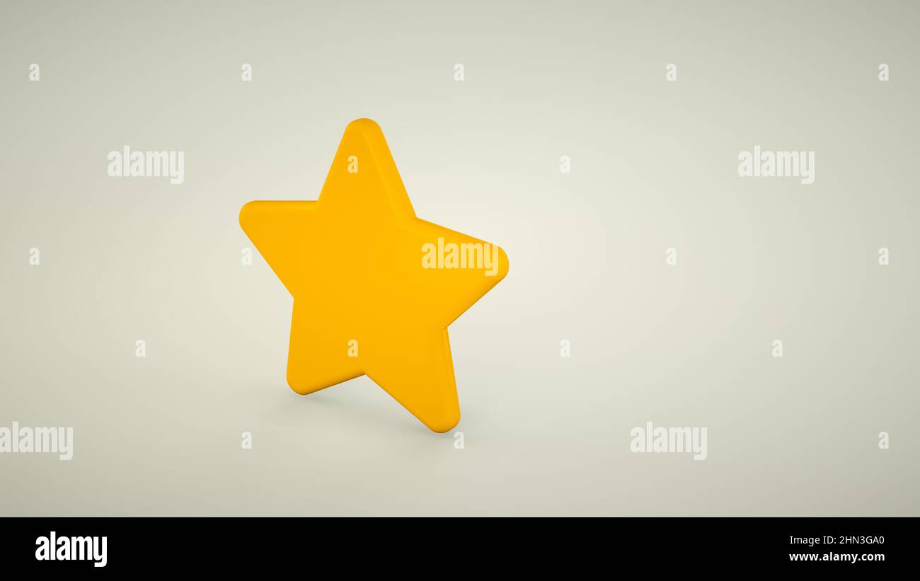 Pointed yellow five star icon. 3D yellow star Stock Photo - Alamy