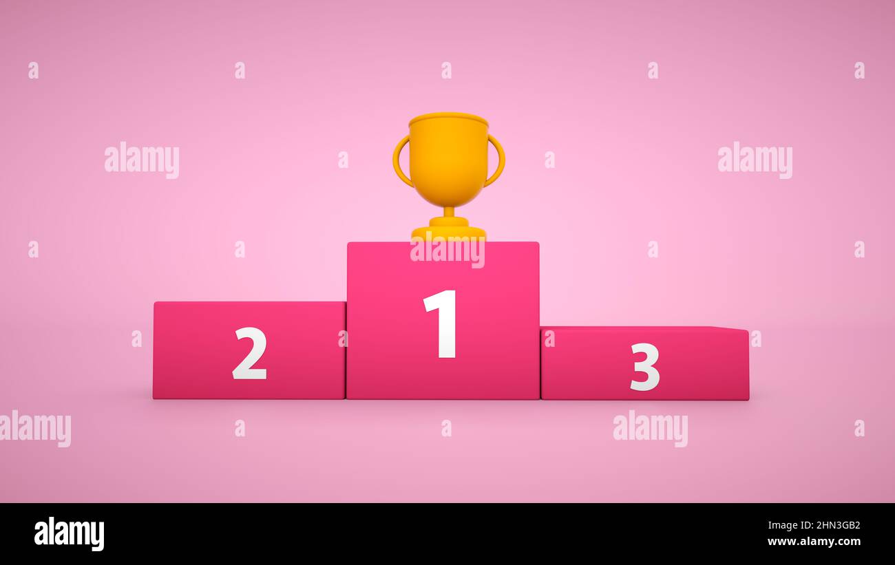 Winner podium on pink background with number place. Studio platform ...